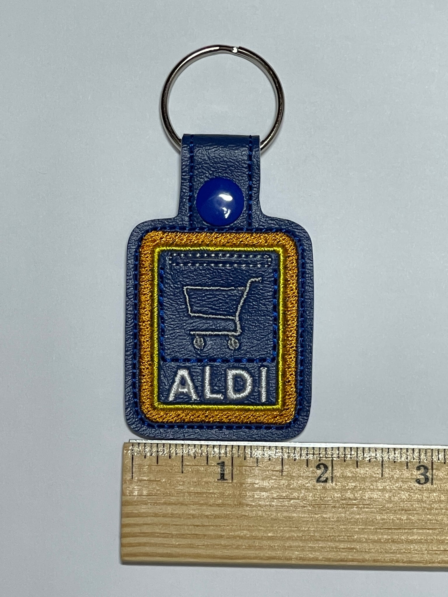 Aldi quarter holder Shopping cart keychain, Embroidered with Grocery c ...