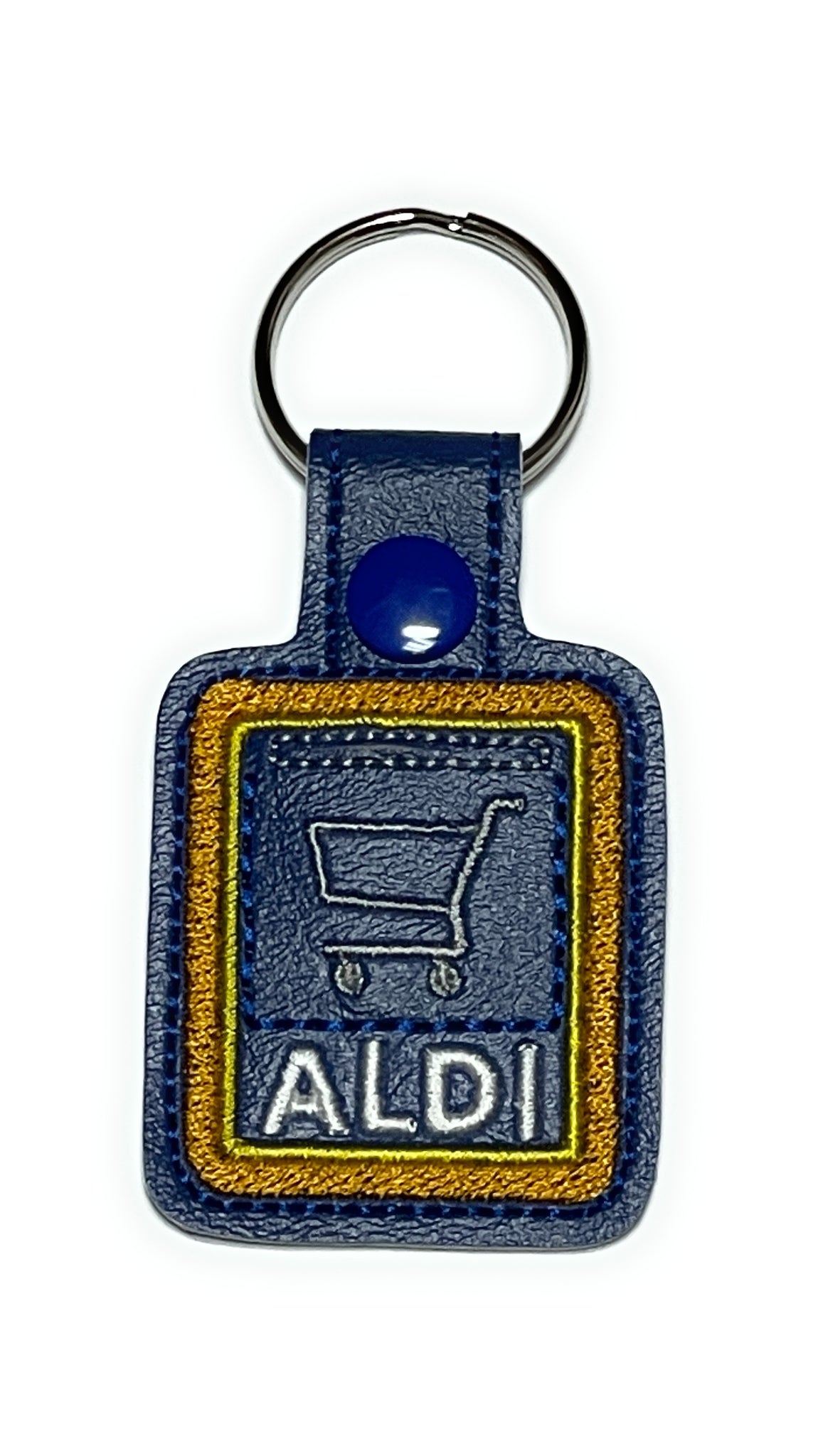 Aldi quarter holder Shopping cart keychain, Embroidered with Grocery c ...